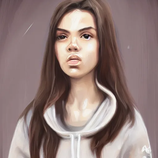 young Latin girl with a beige hoodie, shy, focus on | Stable Diffusion | OpenArt