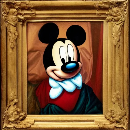 a renaissance style portrait painting of Mickey mouse | Stable ...