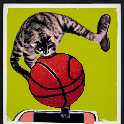 cat dunking basketball, andy warhol | Stable Diffusion