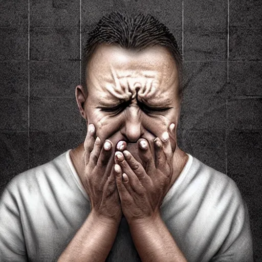 crying prisoner alone in his cell setting using an | Stable Diffusion ...