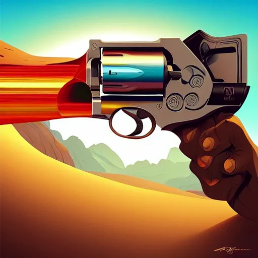 funny revolver in the desert, smooth face, centered | Stable Diffusion ...