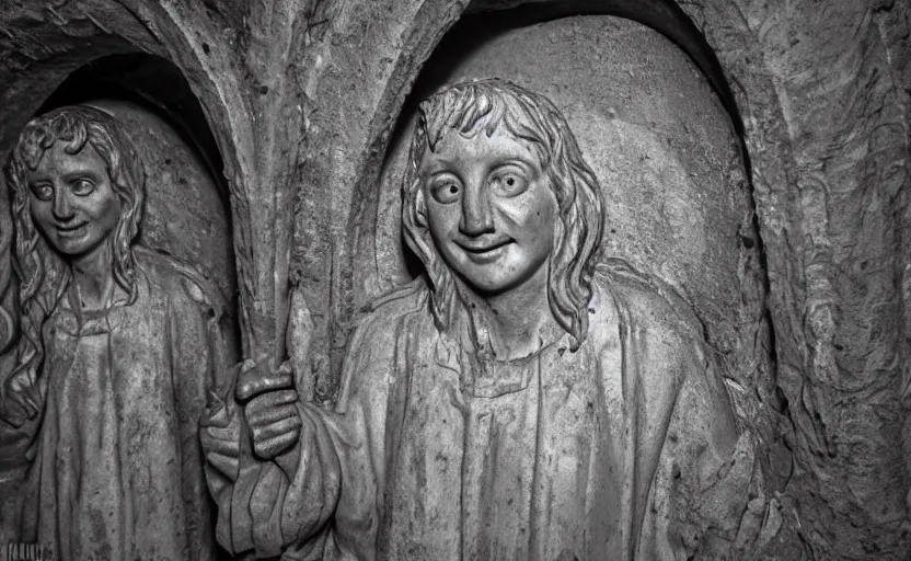 several decrepit creepy statues of the archangel | Stable Diffusion ...