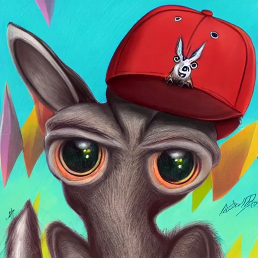 a dik dik monster with tattoos and wearing a baseball | Stable ...