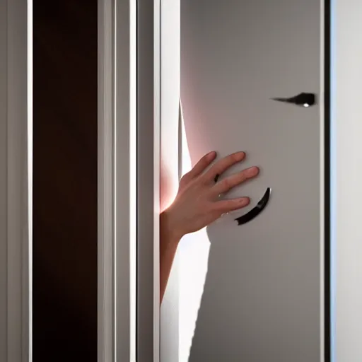 A portrait of a white young woman closing a door, | Stable Diffusion ...