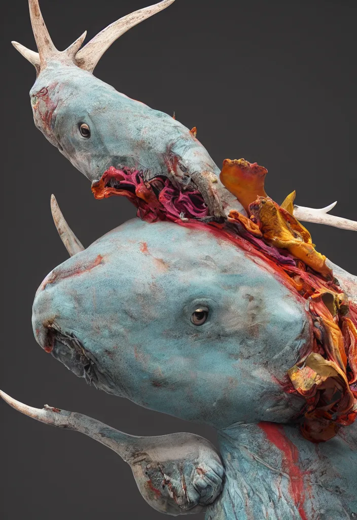 vibrant colors. delicate animal innards, antlers white | Stable ...