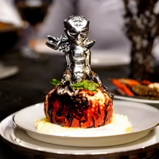 The head of a demon served on a silver platter at a | Stable Diffusion ...