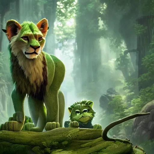 a green lion zootopia style with yoda ears greg | Stable Diffusion ...