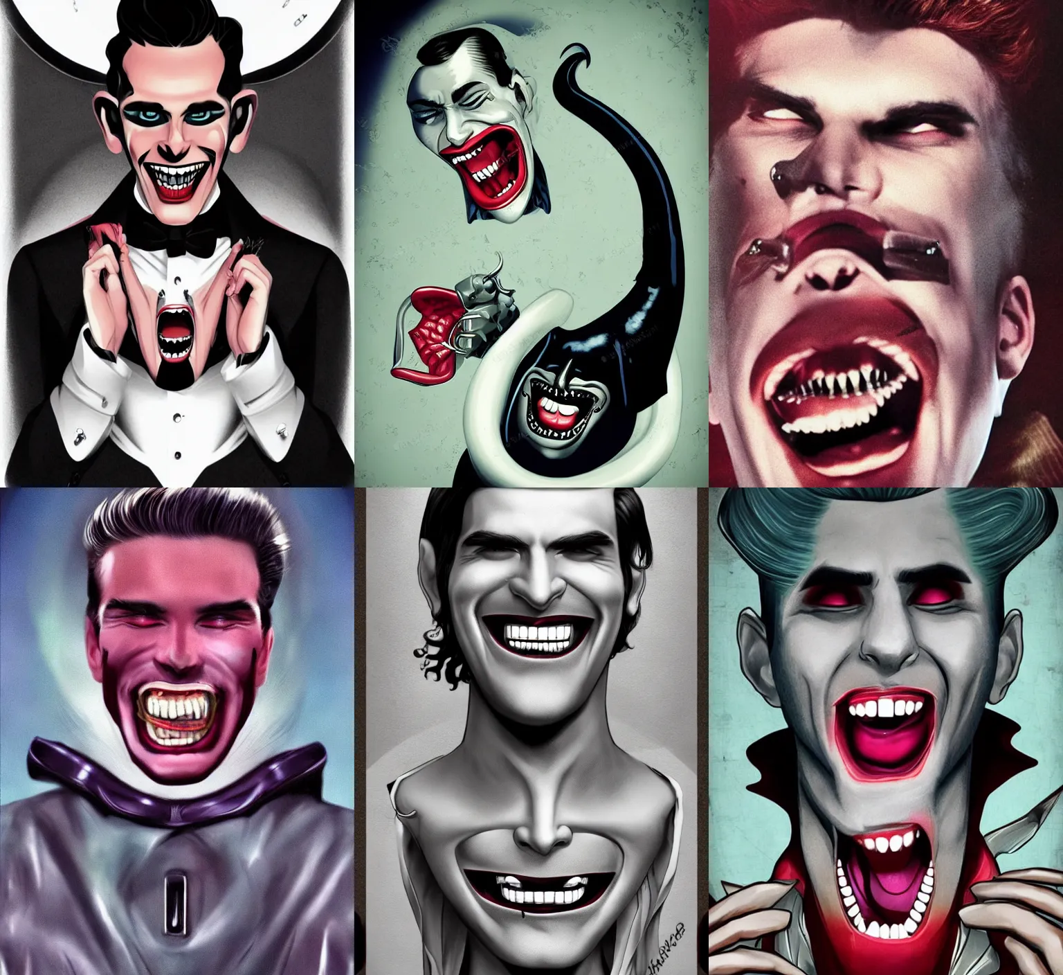 retro futuristic handsome vampire smile with fangs | Stable Diffusion ...