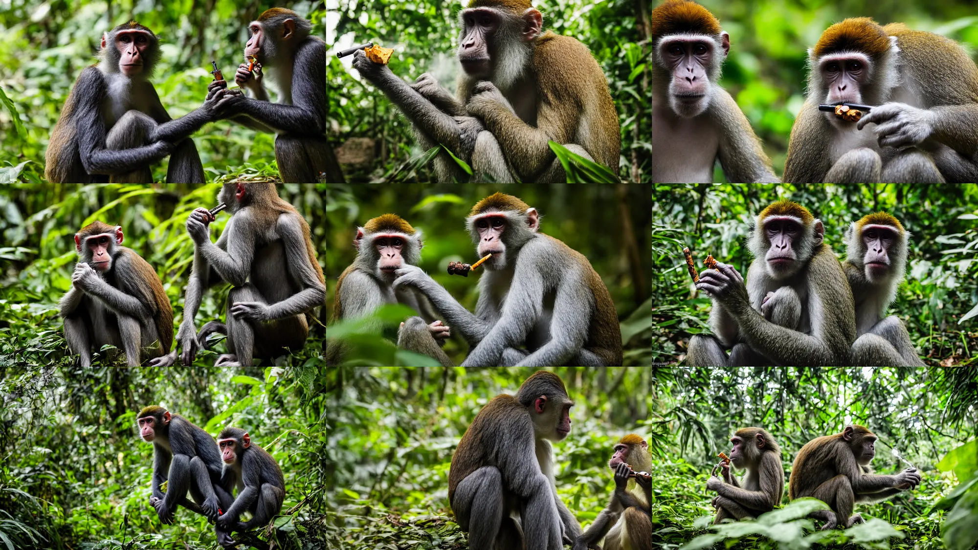 A Monkey Smoking A Blunt Lush Jungle Landscape Stable Diffusion