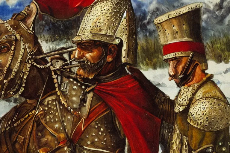 painting of a balkan tatar knight discovering a | Stable Diffusion ...