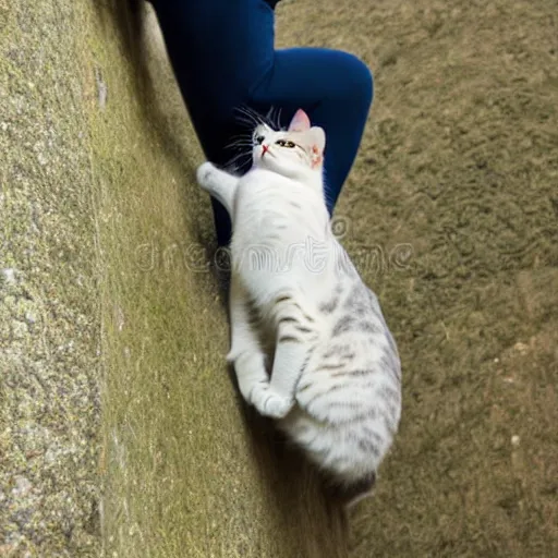 cat climbing on human photograph stock image | Stable Diffusion | OpenArt