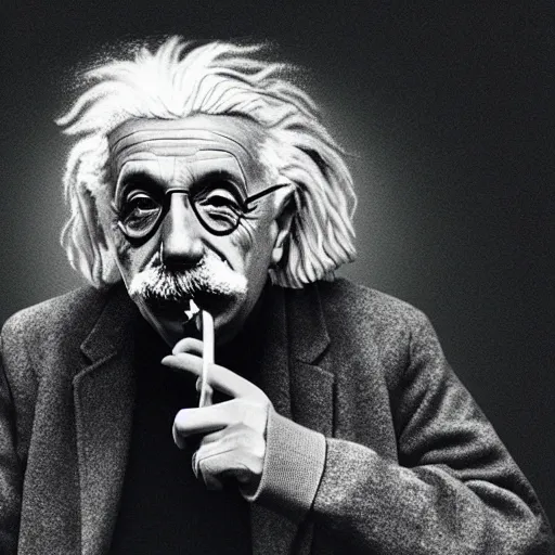 hipster albert einstein smoking a blunt, wide shot, | Stable Diffusion