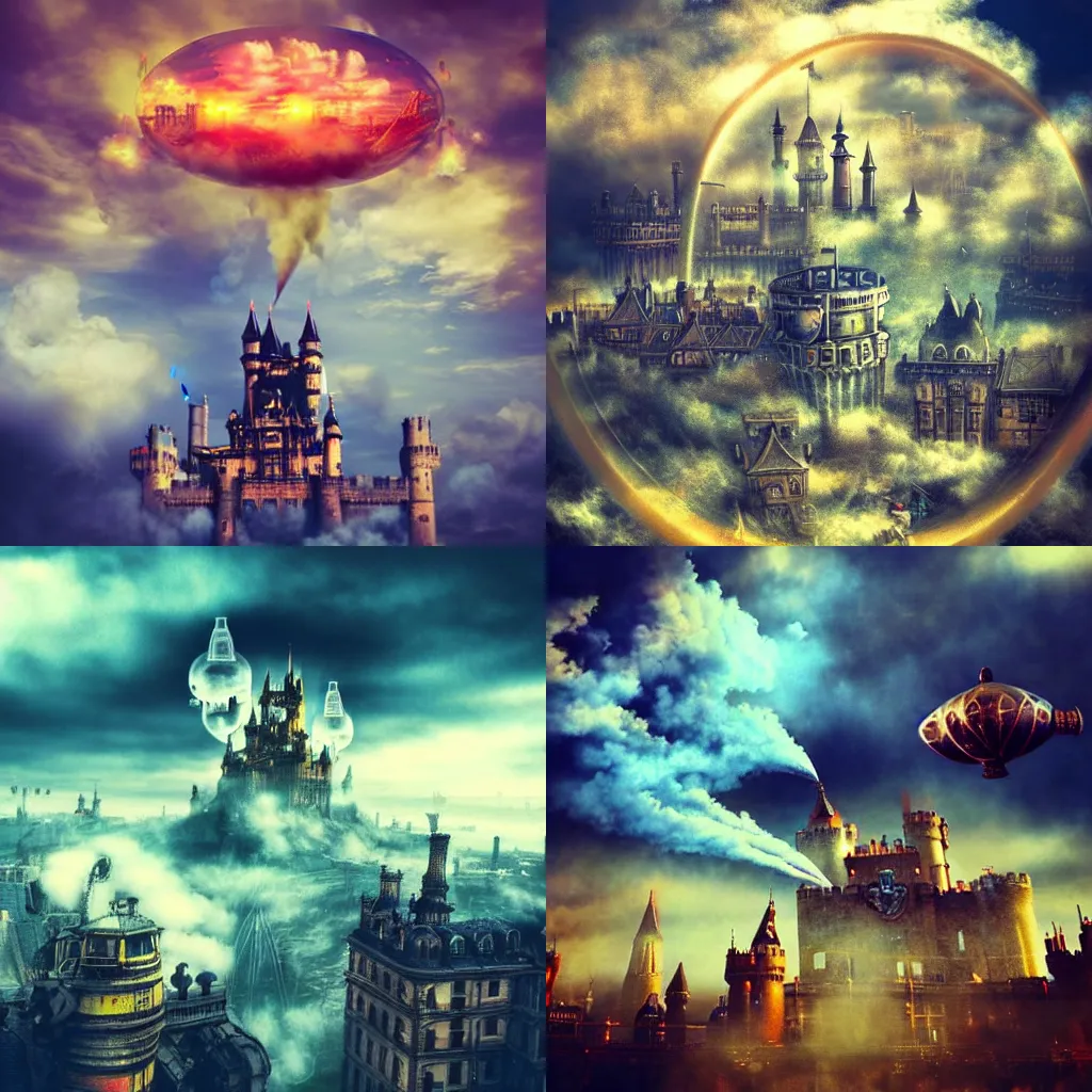 big flying steam many castles fight in an epic battle | Stable ...