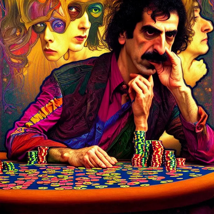 bright psychedelic portrait of frank zappa playing | Stable Diffusion ...