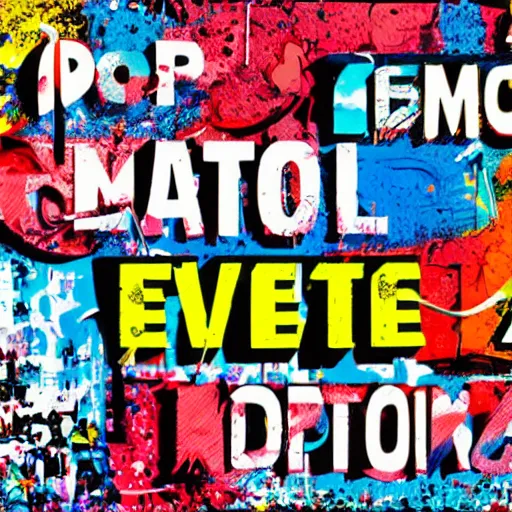 a large multicolored piece of art with a lot of words | Stable Diffusion | OpenArt