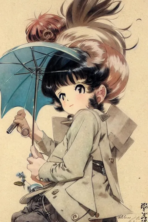 1950s anime cover art . muted colors.))))) by | Stable Diffusion