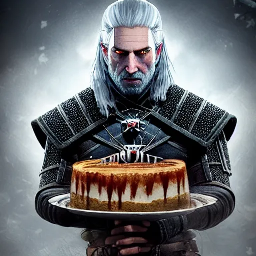 a digital painting of the witcher holding a birthday | Stable Diffusion