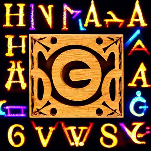 a wooden ouija board with letters numbers and RGB LED | Stable Diffusion | OpenArt