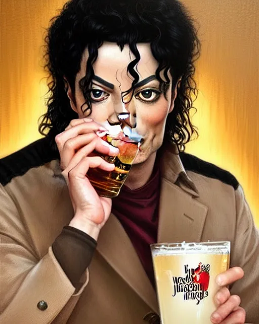 Portrait of Michael Jackson drinking a pint of ale in | Stable ...