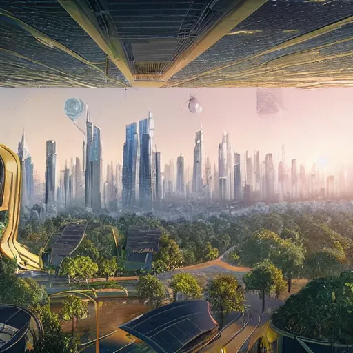 a solarpunk cityscape in the forest, skyscrapers, | Stable Diffusion ...