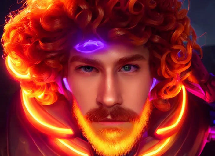 glowwave portrait of curly orange haired man from | Stable Diffusion ...