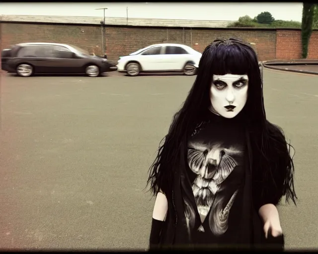 poor quality digital photo of a goth emo girl, tesco | Stable Diffusion ...