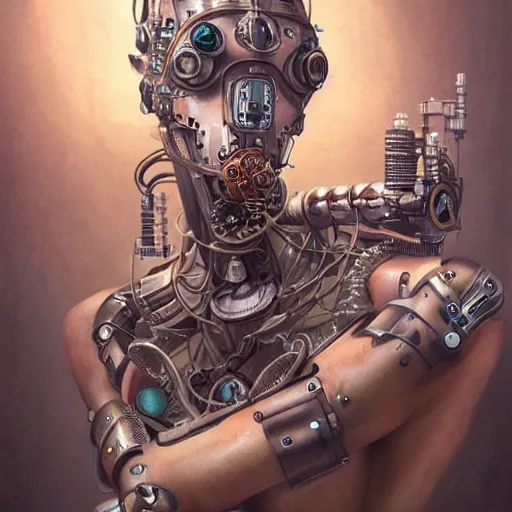 portrait painting of a steampunk cyborg transhumanism, | Stable ...