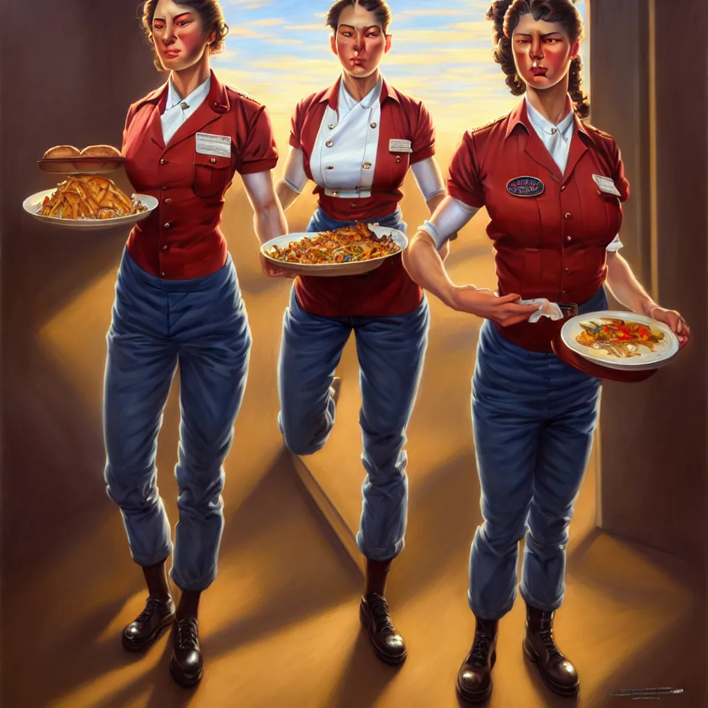 epic portrait an muscular waitress wearing short | Stable Diffusion ...