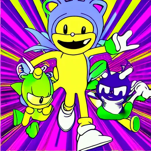 sonic and Teletubbies combination acidwave | Stable Diffusion | OpenArt