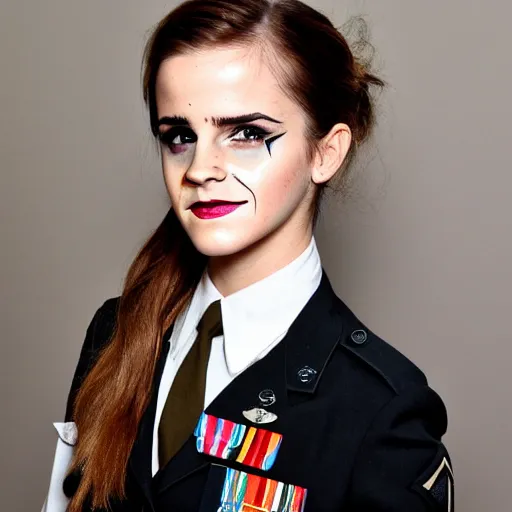 photo of staff sergeant emma watson, face paint | Stable Diffusion