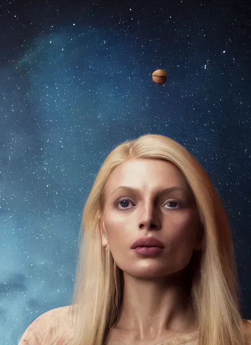 closeup portrait of a blonde alien plejaren woman | Stable Diffusion ...
