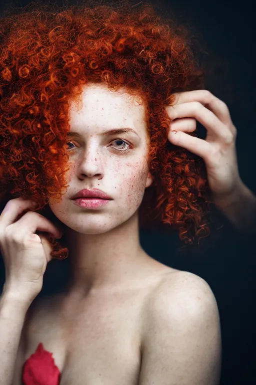 a photographic portrait of a beautiful red girl with | Stable Diffusion