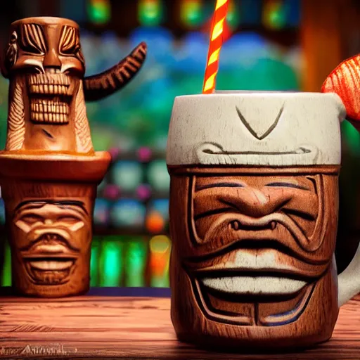 a photorealistic photograph of a Trader Vic's tiki mug | Stable Diffusion | OpenArt