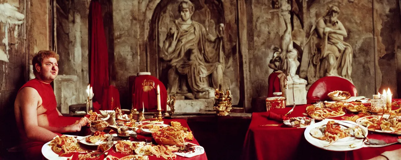 the emperor nero enjoying a spaghetti feast, ancient | Stable Diffusion ...