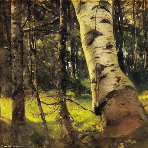 a birch tree devouring the world, painted by Anders | Stable Diffusion