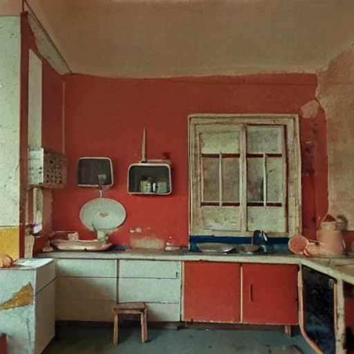 typical soviet kitchen, vintage still, mild colours, ( | Stable Diffusion