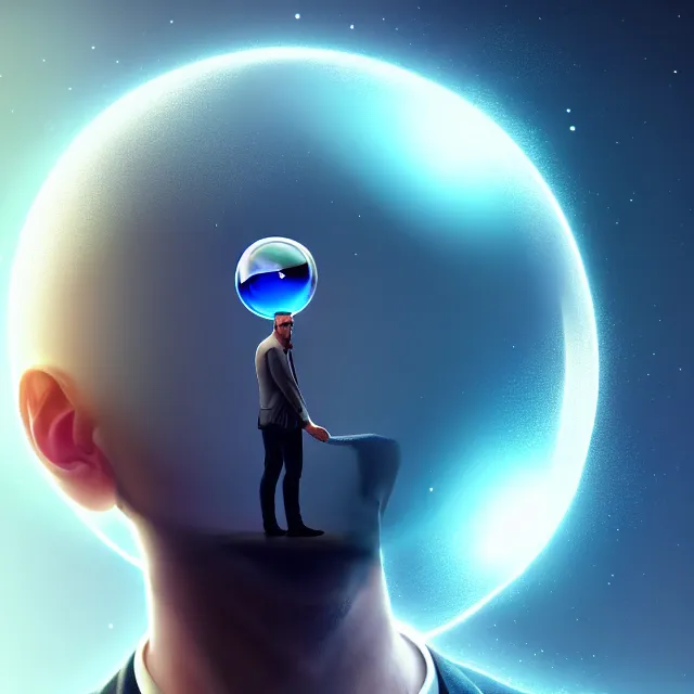 epic professional digital art of a man with a glass | Stable Diffusion ...