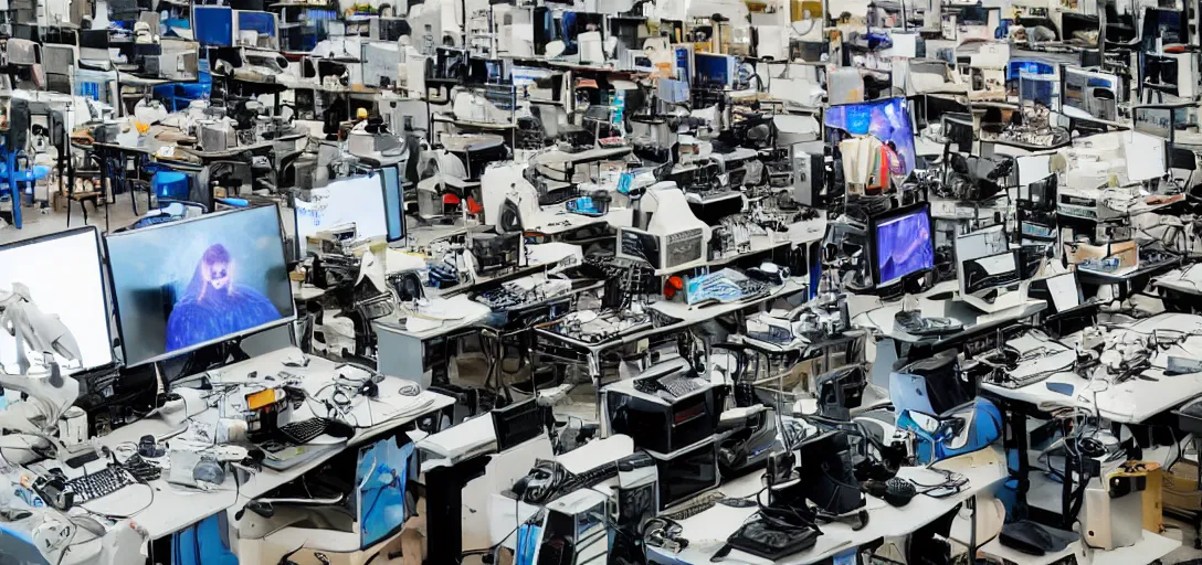 cyber wizard in a workshop full of computers and | Stable Diffusion ...