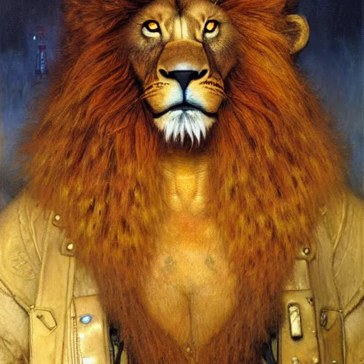 portrait of a male furry lion in a police uniform. | Stable Diffusion ...