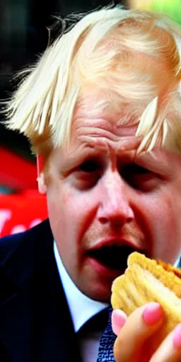 melting wax boris johnson crying while eating sandwich | Stable Diffusion