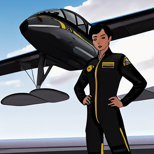 comic art, human pilot in a flightsuit, black hair, | Stable Diffusion ...
