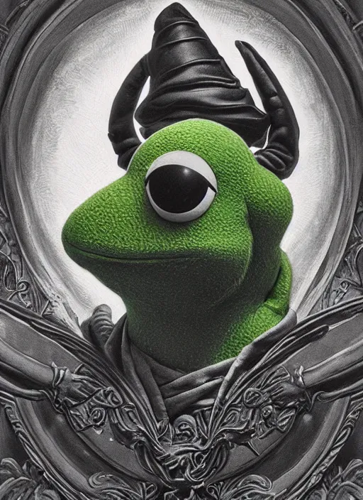 portrait of Baphomet Kermit the frog in Society | Stable Diffusion ...
