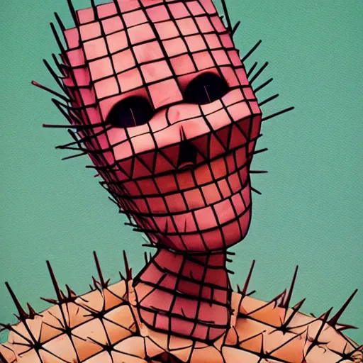patrick from spongebob as pinhead from hellraiser, | Stable Diffusion