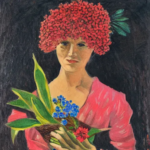 woman with flowers by p. x. miranda | Stable Diffusion
