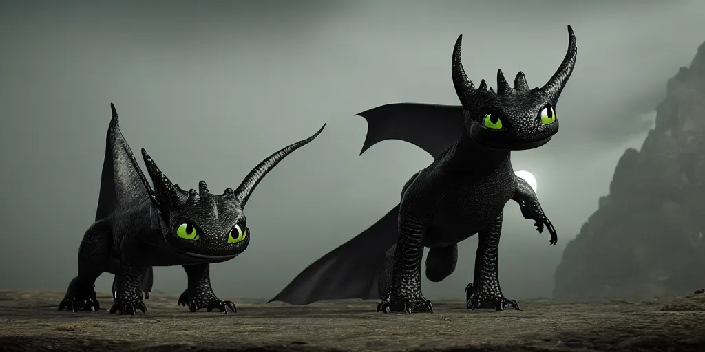 photorealistic full shot of toothless at moonlight, | Stable Diffusion ...