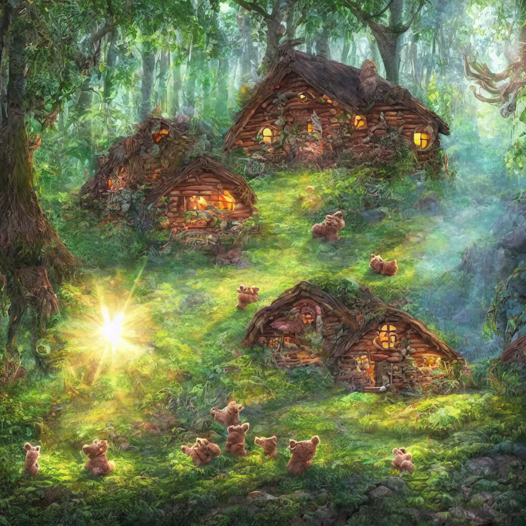 a wodden hut lodge in the middle of a magical forest | Stable Diffusion ...