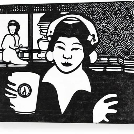 Jollibee, portrait, b&w, woodblock print, by Aubrey | Stable Diffusion ...