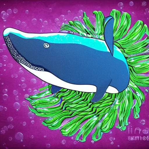 a fancy whale wearing kelp leis and dancing with | Stable Diffusion ...
