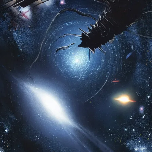 a space landscape with galaxies colliding while space | Stable ...