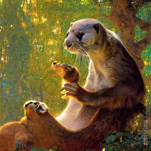 portrait of a female lady otter. furaffinity forest | Stable Diffusion ...